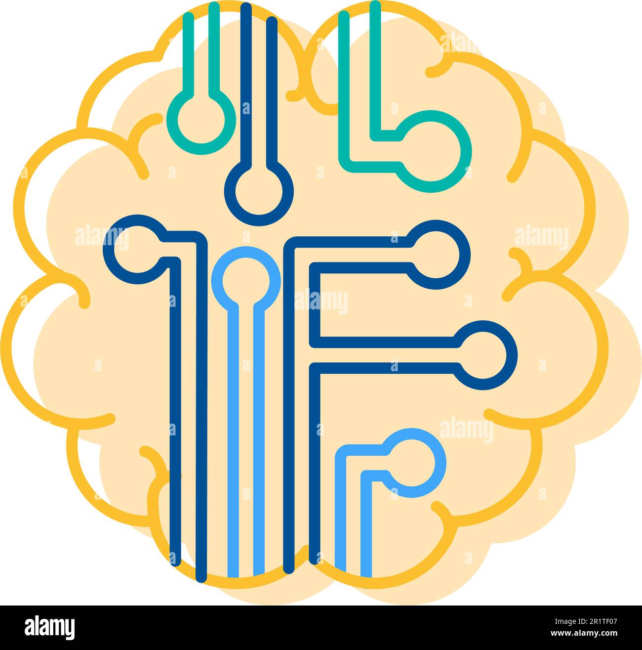 Intelligence Icon Curcuit in Human Brain Sign Thin Line Design Vector ...