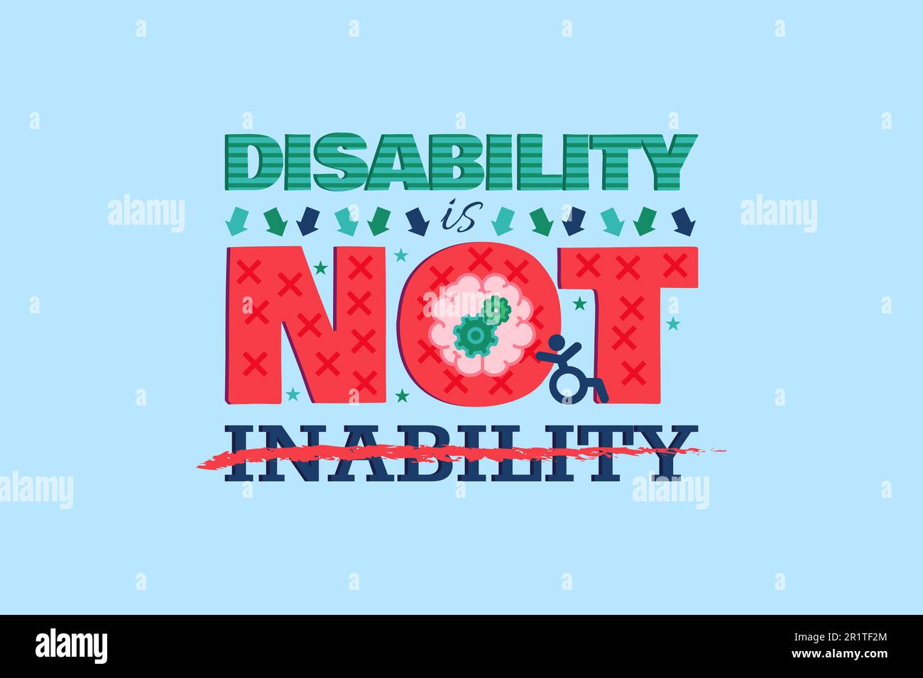 Disable People Rights Protection Concept Poster Design Flat Vector ...