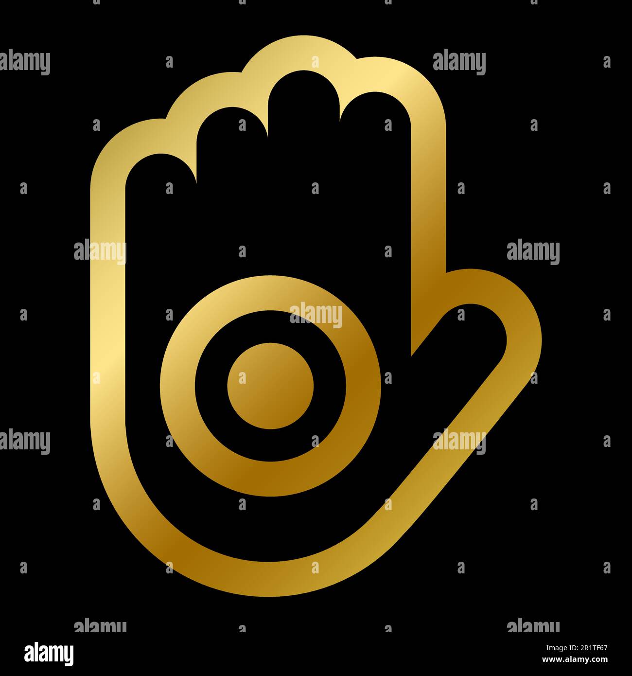 Ahinsa hand faith symbol isolated. Indian jainism religious golden sign ...