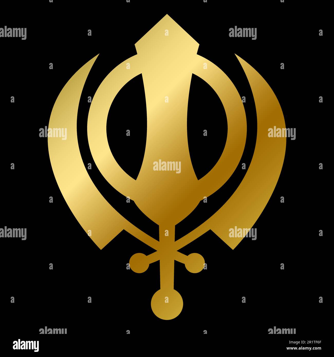 Sikhism faith symbol isolated. Sacred god religious golden sign swords ...