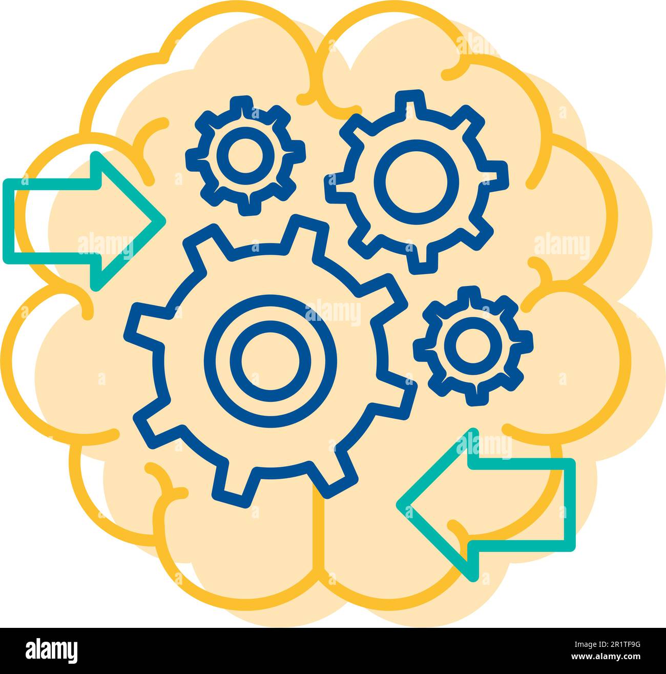 Gears Spinning in Human Brain Icon Isolated. Decision Making Concept ...