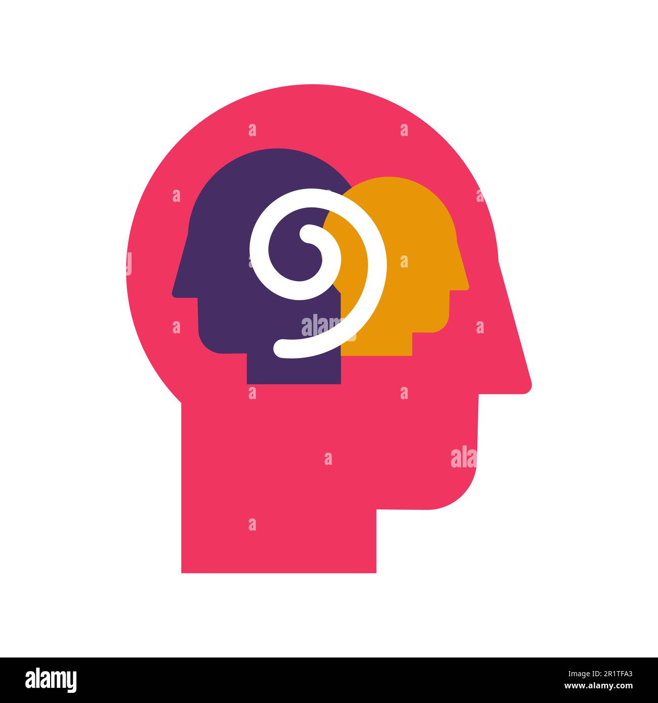 Introspection and self-observation color flat vector icon. Dissociative ...