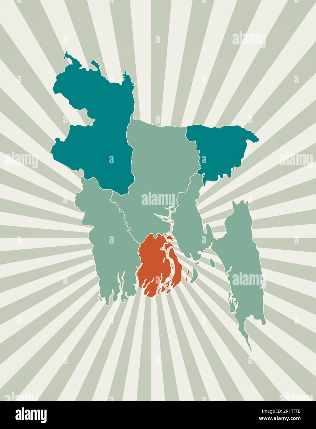 Bangladesh map. Poster with map of the country in retro color palette ...