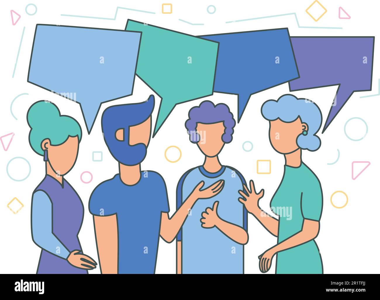 Friendship vector illustration. Young people cartoon characters. Social ...