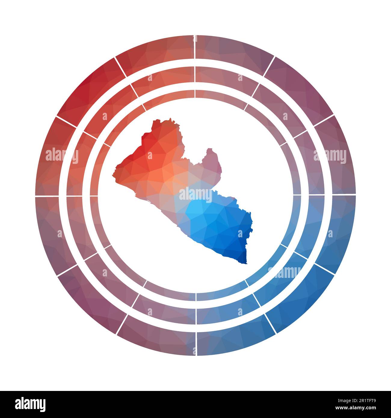 Liberia badge. Bright gradient logo of country in low poly style ...