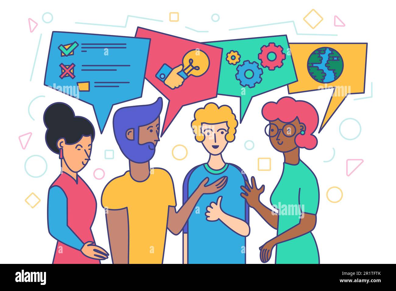 Group of people talking ethnic mix Stock Vector Images - Alamy