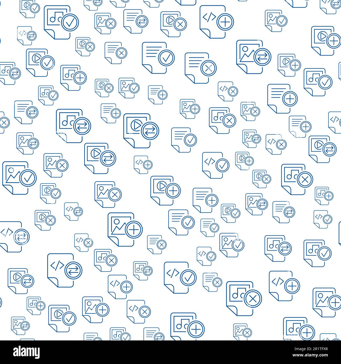 Media Files Outline Icons On White Background Modern Web Seamless Pattern Design Different Web