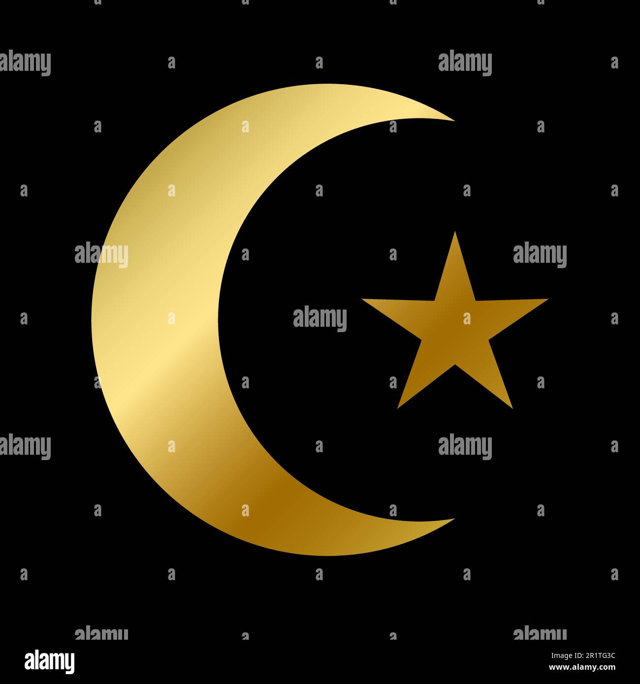 Islamic faith symbol isolated. East islam religious golden sign on ...