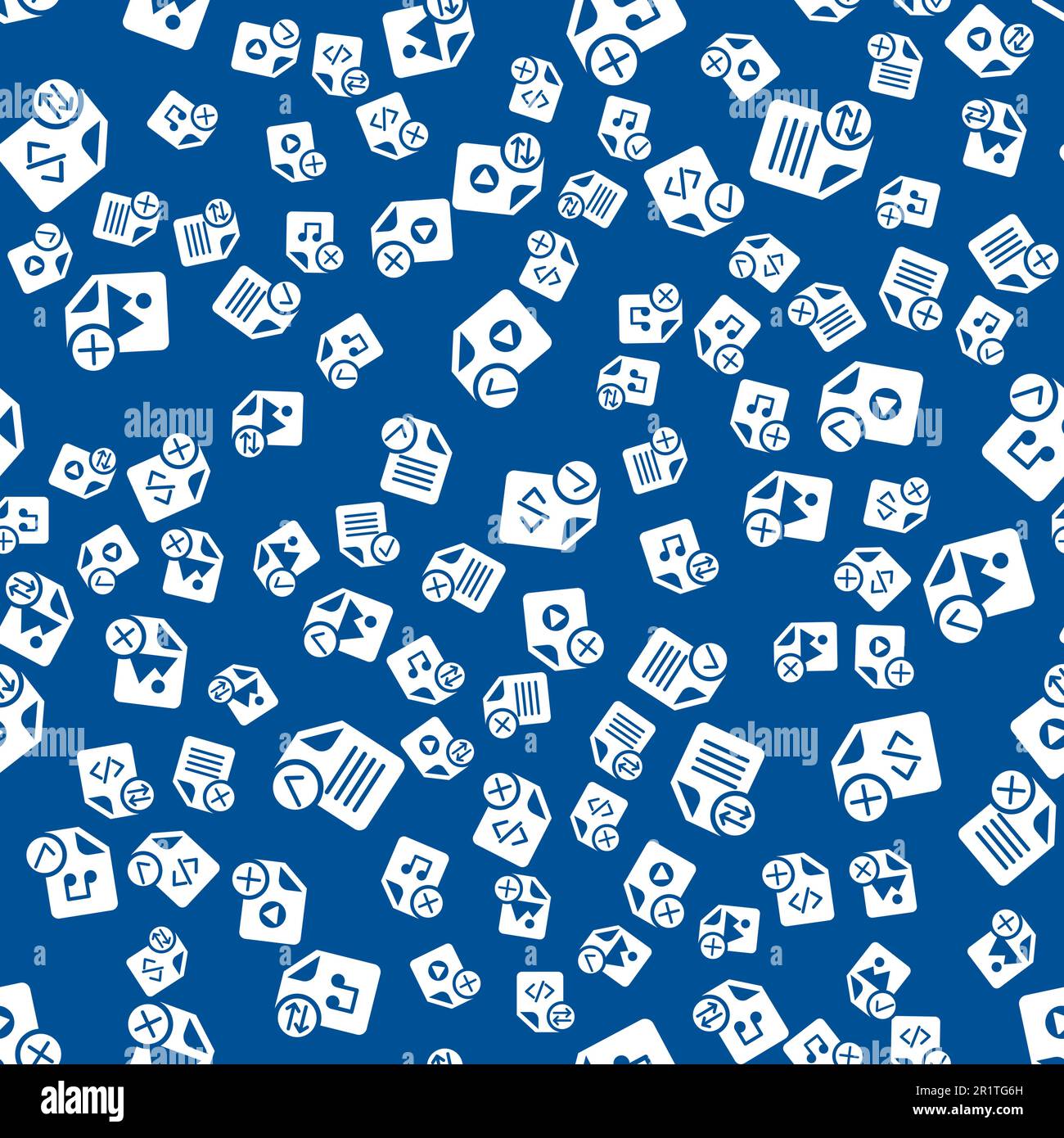 Seamless Pattern with Document Files Folders Icons. Different Business Media Files on Blue ...