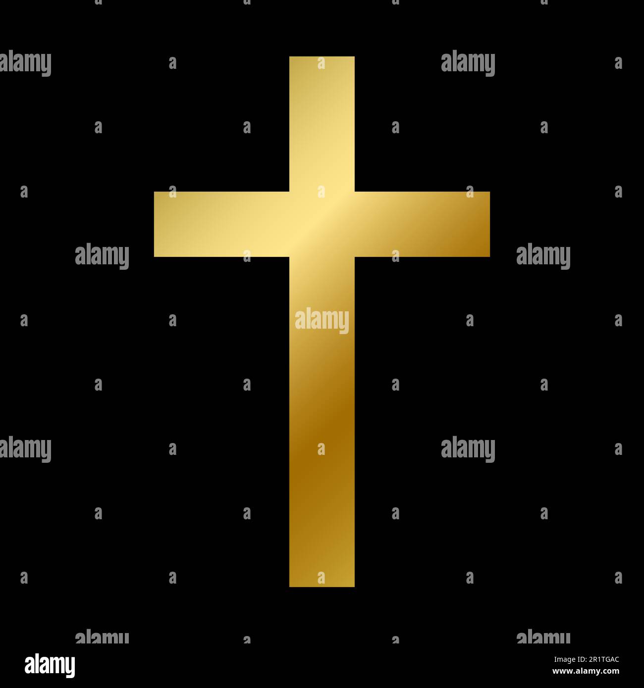 Latin cross symbol isolated. Christian religious golden sign on white ...