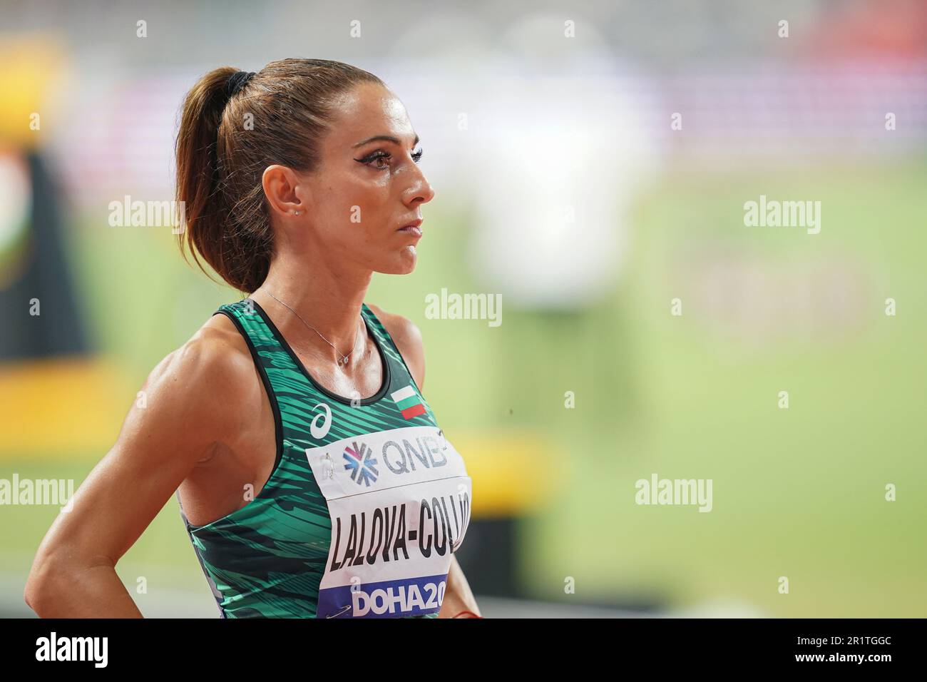 Ivet Lalova-Collio running the 200m at the 2019 World Athletics ...