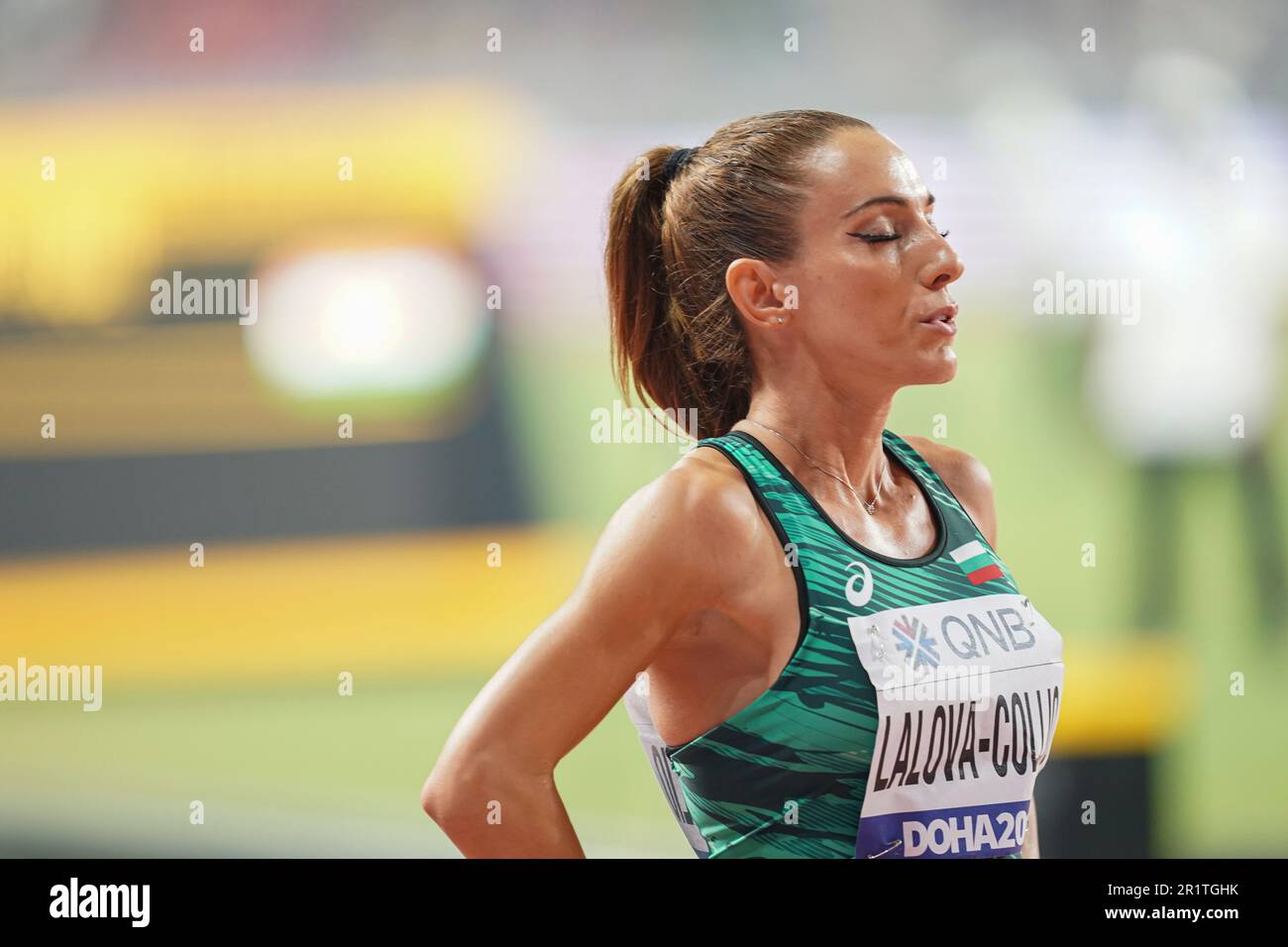 Ivet Lalova-Collio running the 200m at the 2019 World Athletics ...
