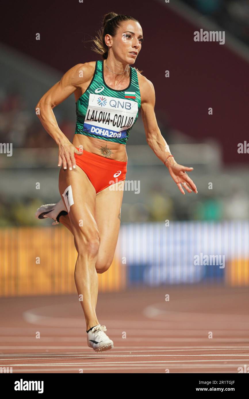 Ivet Lalova-Collio running the 200m at the 2019 World Athletics ...