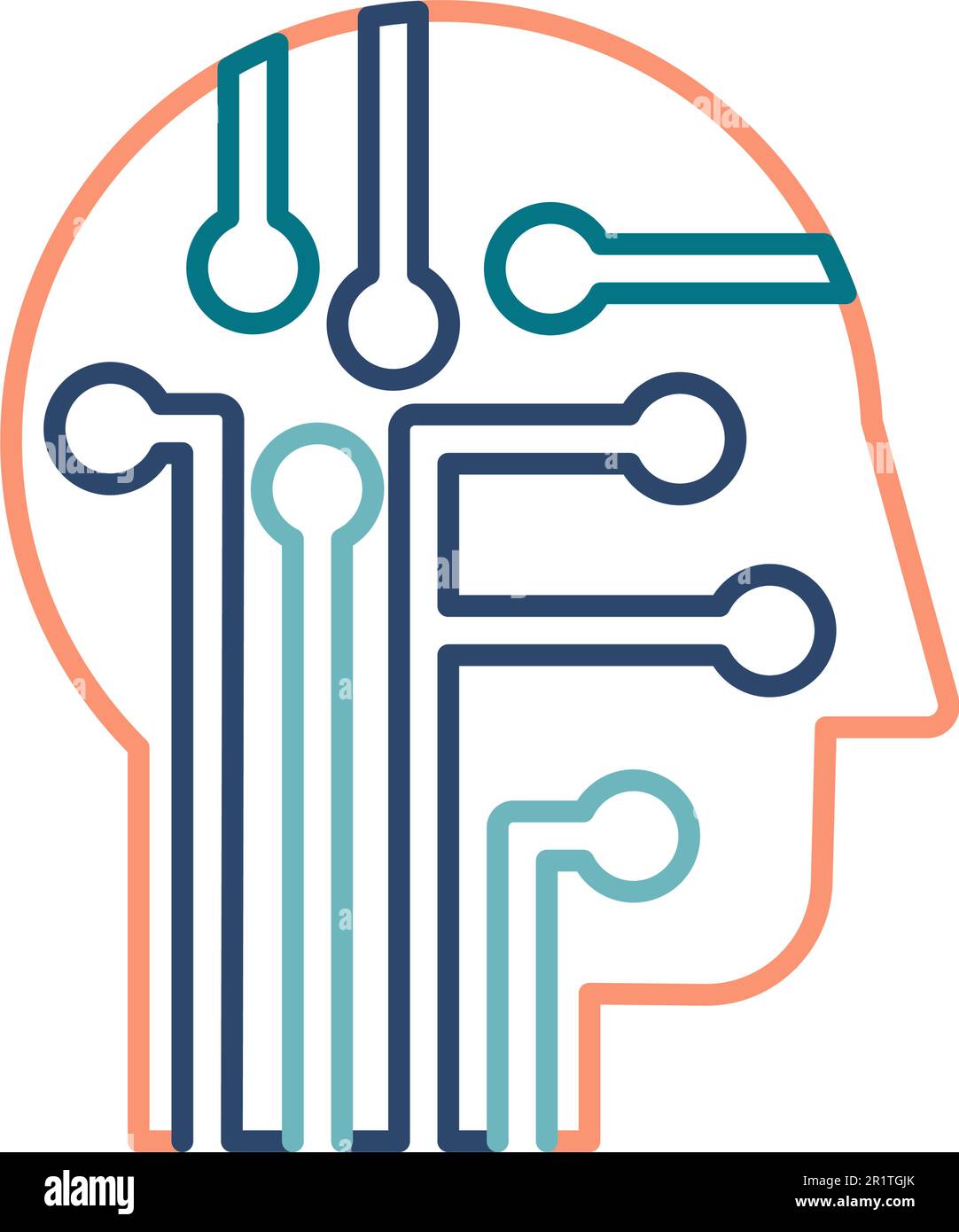 Intelligence, knowledge and education thin line vector icon. AI ...