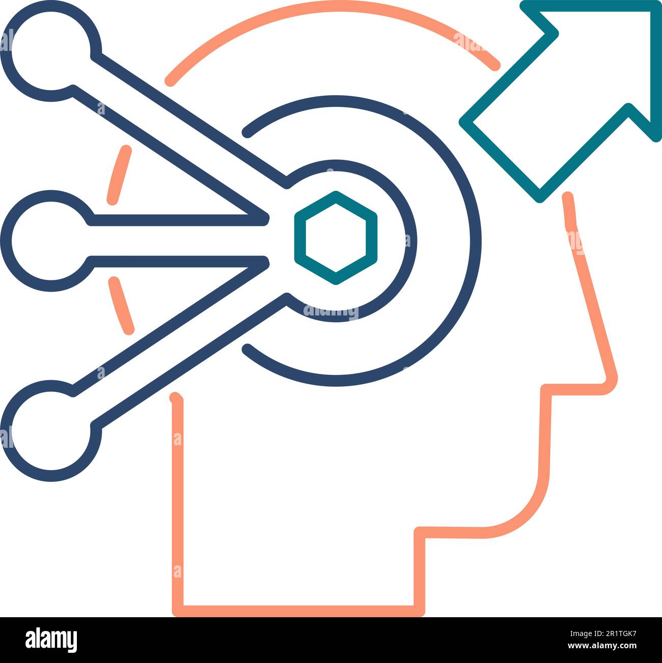 Problem solving and decision making linear vector icon. Data processing ...