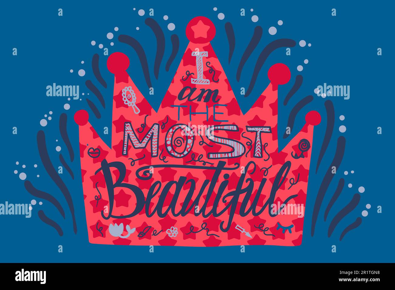 Girl power quote vector lettering. I am most beautiful calligraphy ...