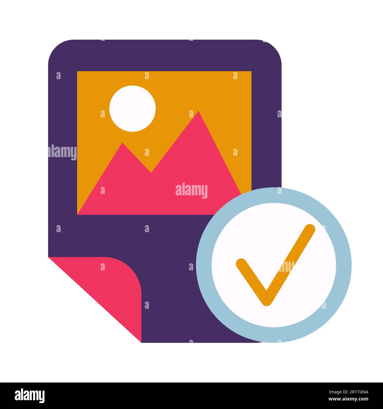 Image file and tick symbol glyph vector illustration. Digital gallery ...