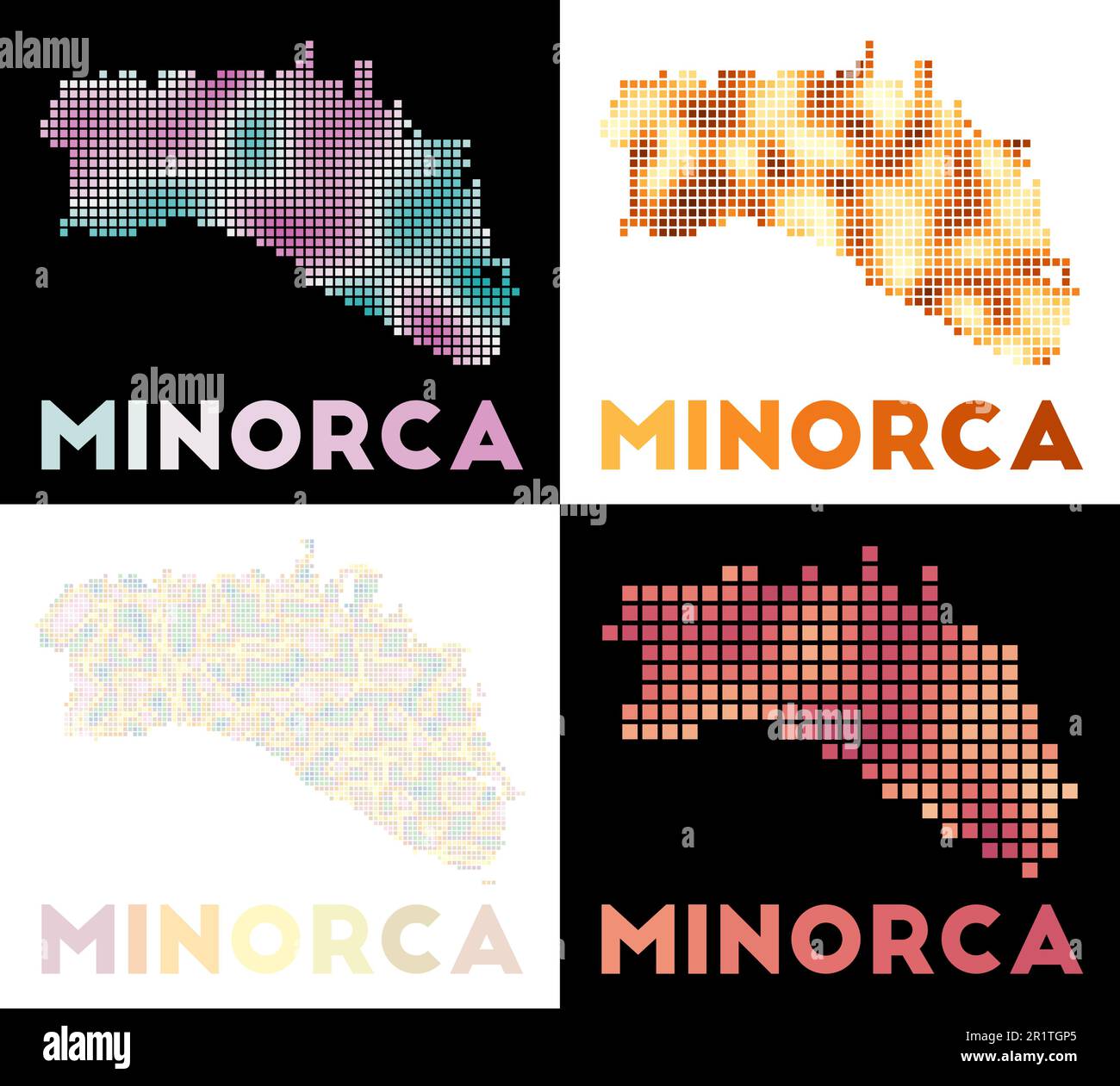 Minorca map. Collection of maps of Minorca in dotted style. Borders of ...