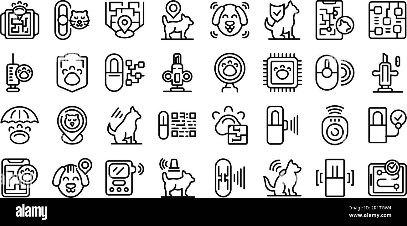 Microchip for pet icons set outline vector. Digital future. Reader teg Stock Vector Image & Art ...