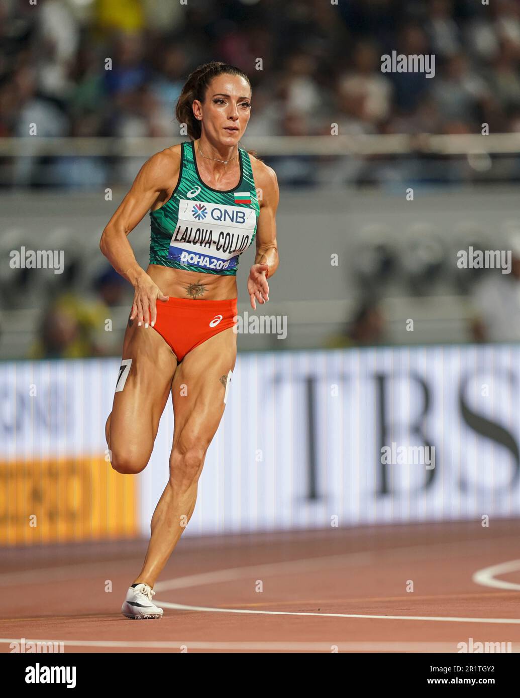Ivet Lalova-Collio running the 200m at the 2019 World Athletics ...
