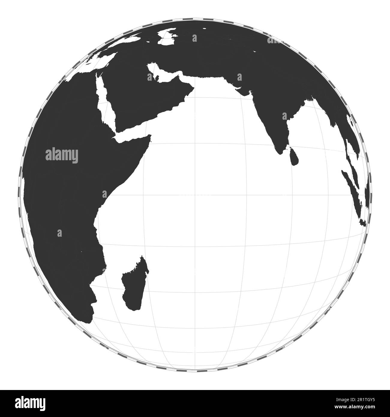 Vector world map. Satellite (tilted perspective) projection. Plain ...