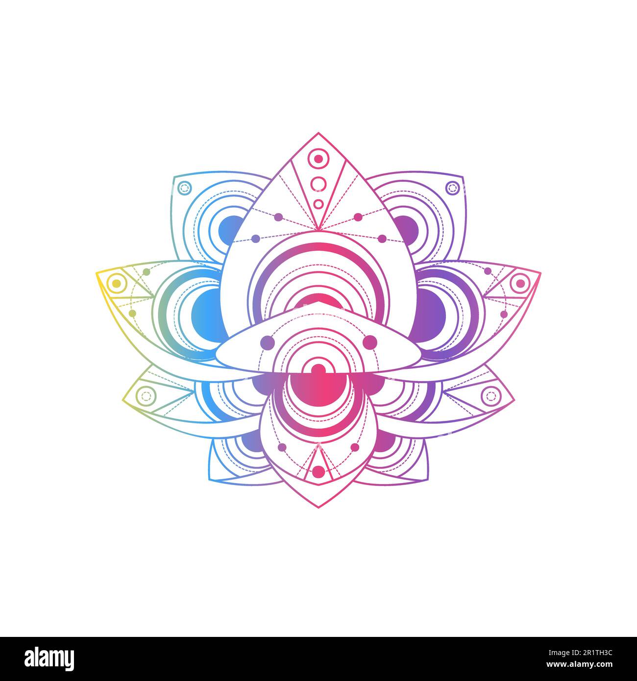 Lotus flower with geometric pattern vector linear illustration ...