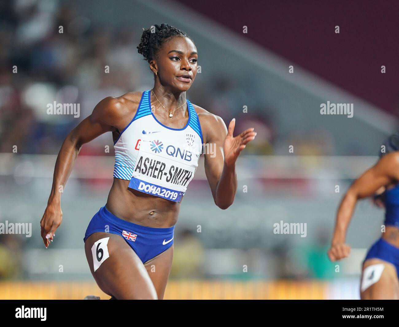 Dina Asher-Smith running the 200m at the 2019 World Athletics ... Dina Asher-Smith running the 200m at the 2019 World Athletics ...