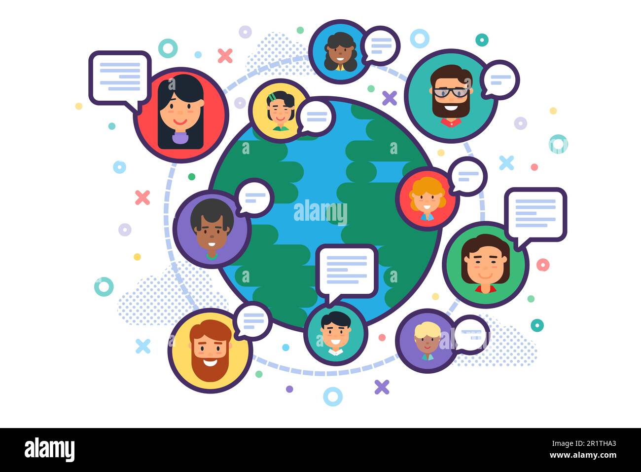 Mix Raced Multiethnic Business People Team Communicating over Earth ...