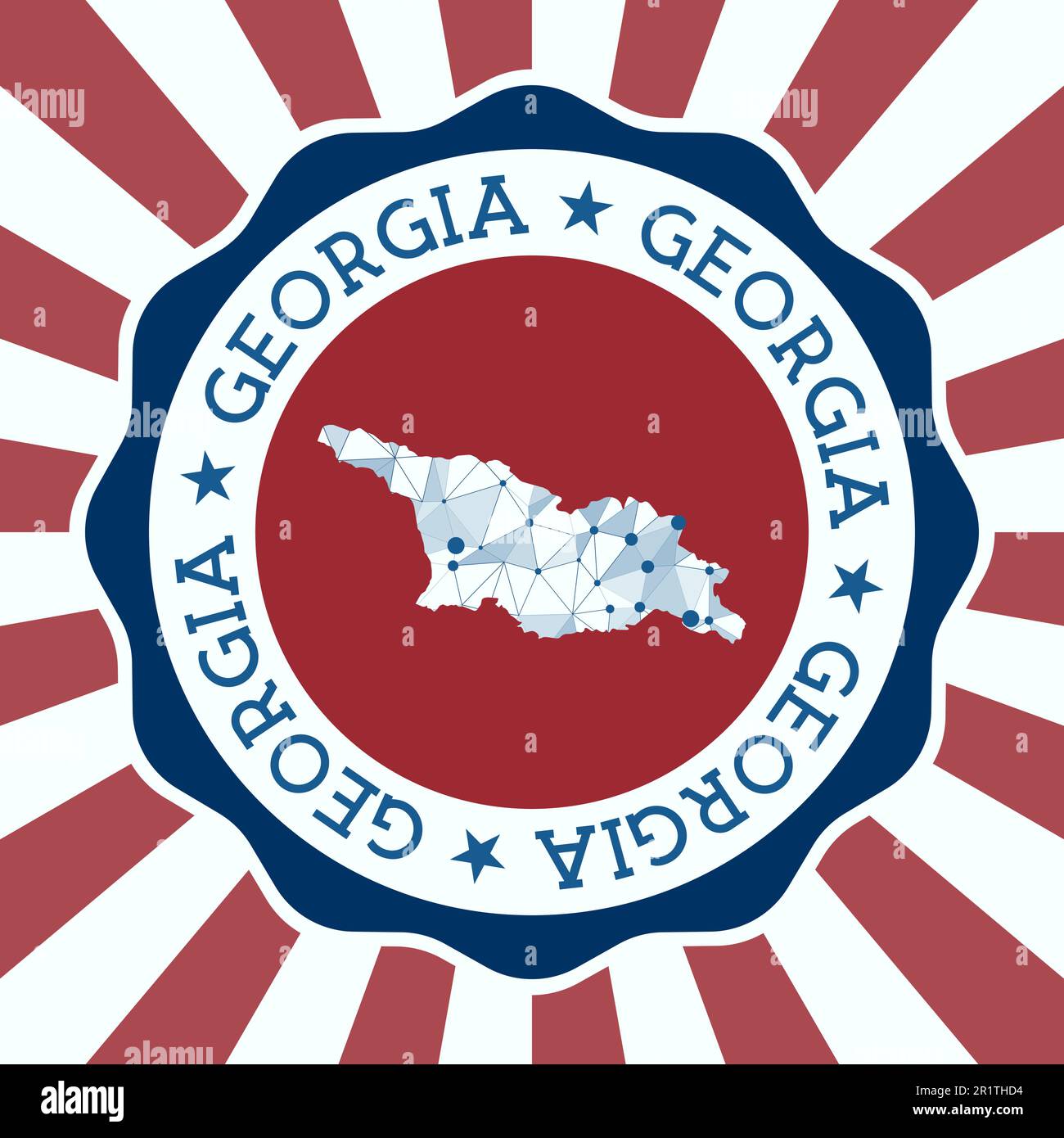 Georgia Badge. Round logo of country with triangular mesh map and ...