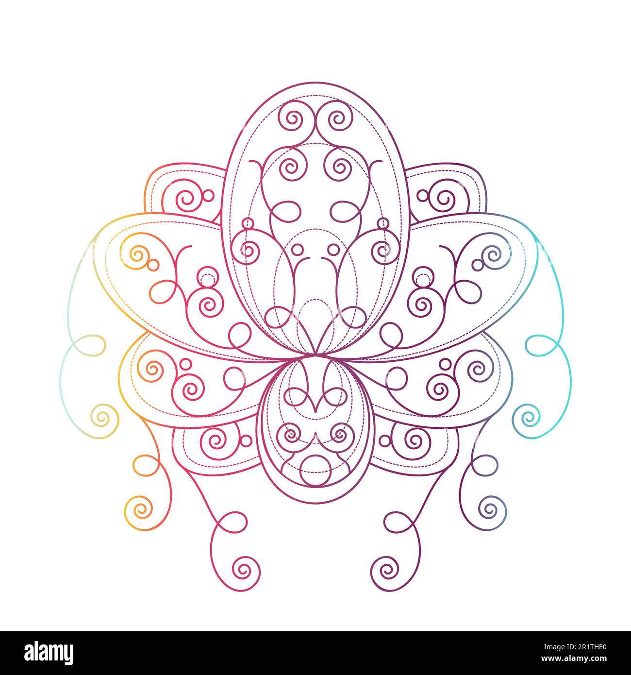 Lotus flower with geometric pattern vector linear illustration ...