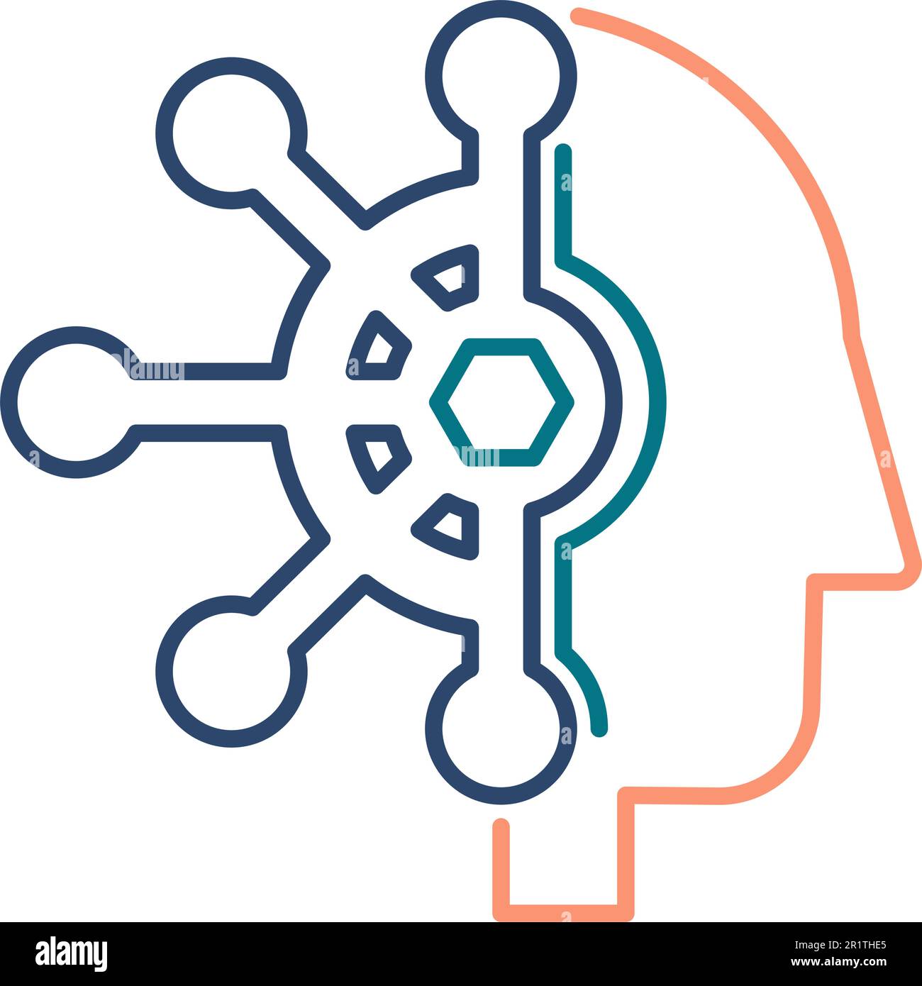 Human mind control linear vector icon isolated on white. Brain ...