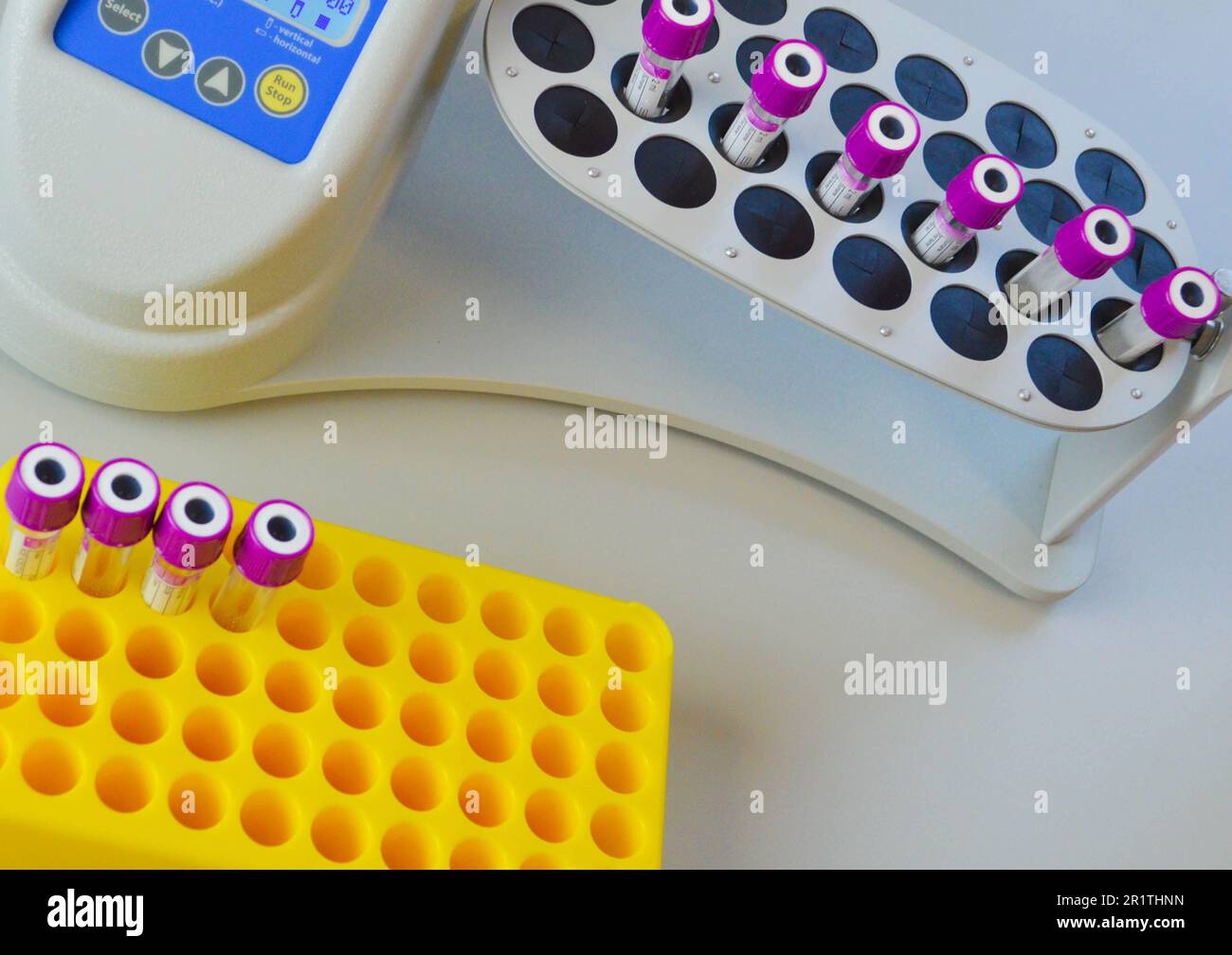 tubes prepared in lab centrifuge machine blood bank Stock Photo - Alamy