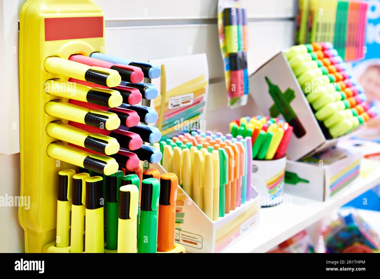 Colored markers in a school and office supply store Stock Photo - Alamy