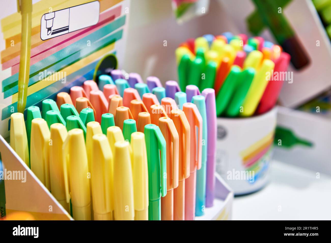 Colored markers in a school and office supply store Stock Photo - Alamy