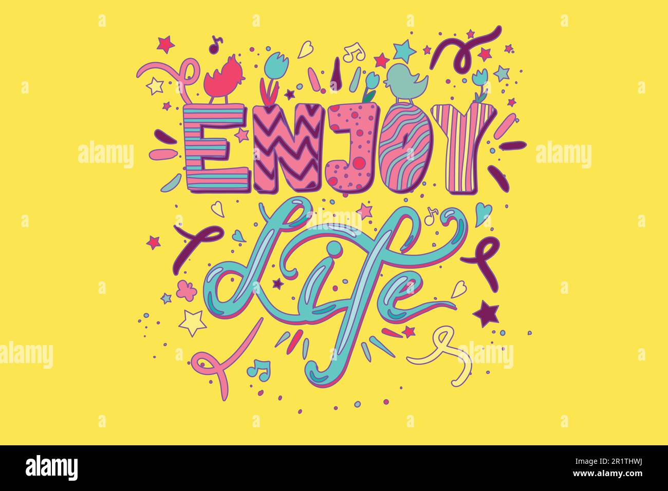 Enjoy life quote stylized lettering. Inspirational phrase. Motivational ...