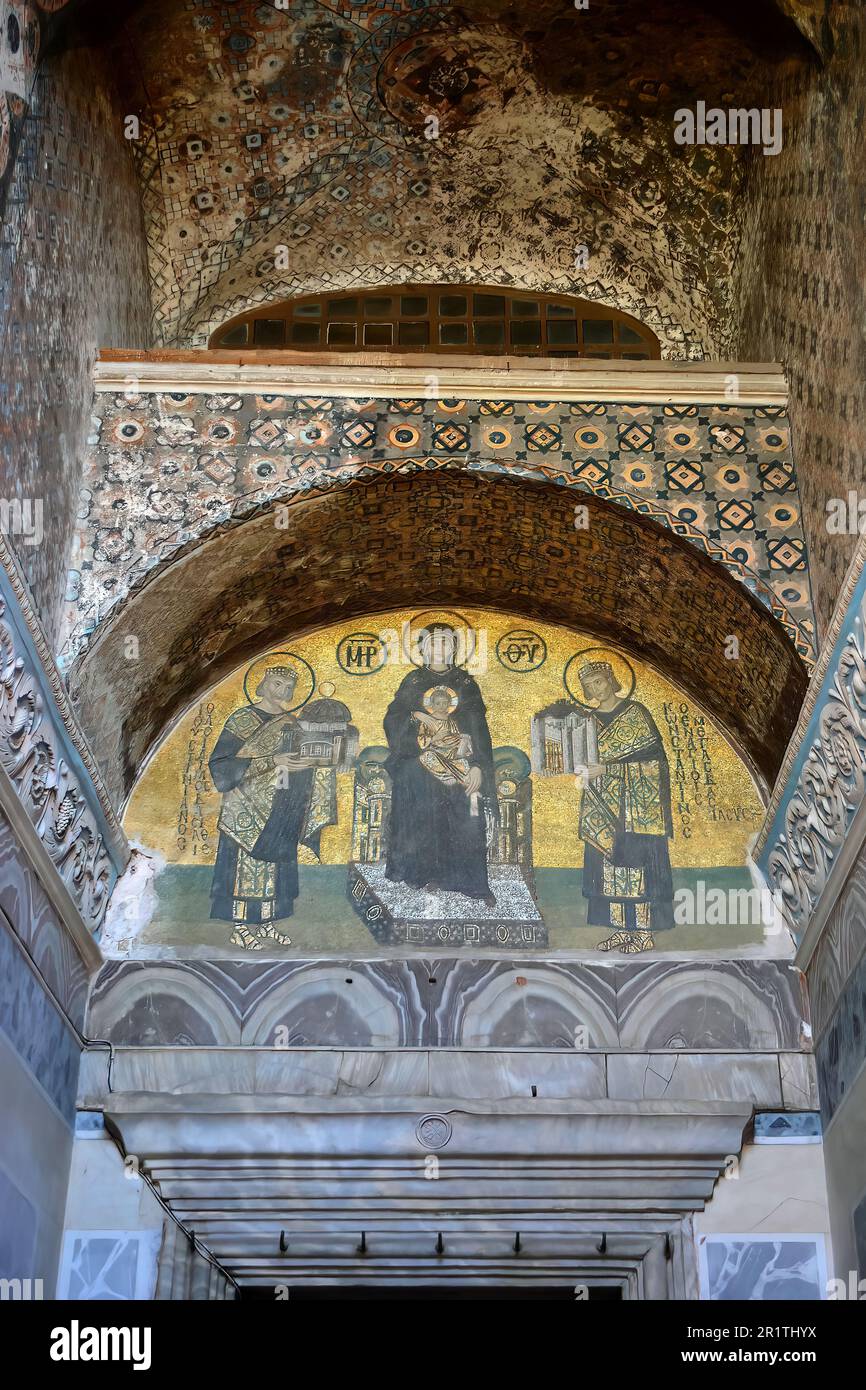Southwestern entrance mosaic, Justinian I, Virgin Mary and Constantine ...