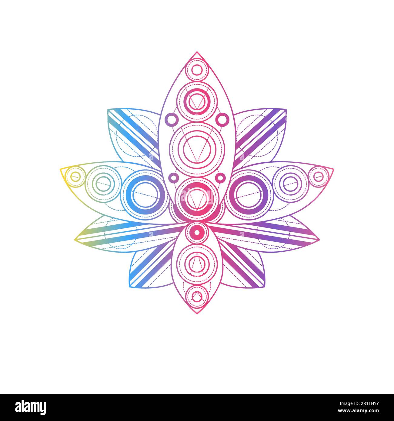 Lotus flower with geometric pattern vector linear illustration ...