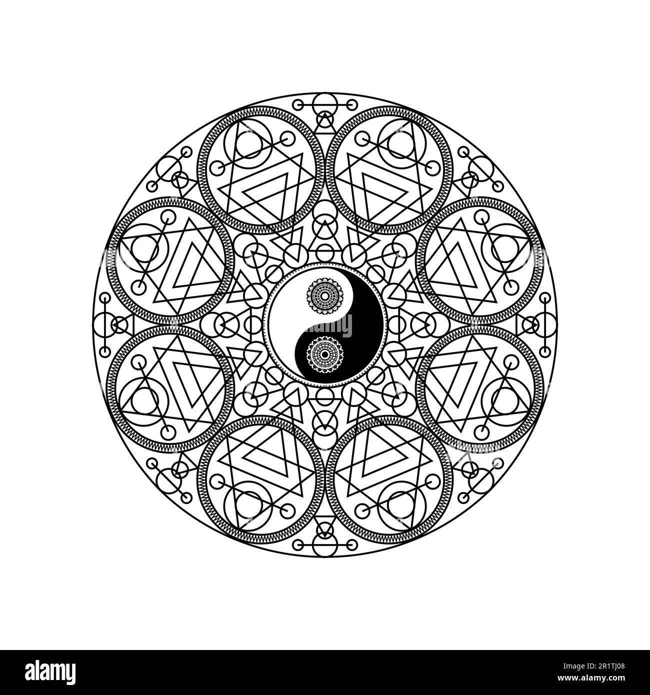 Symbol yin yang in pattern Black and White Stock Photos & Images - Alamy
