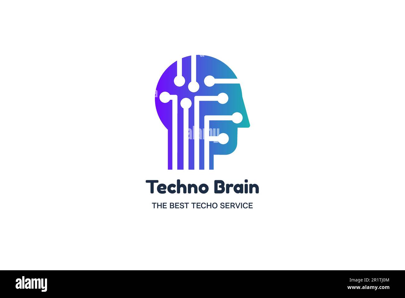 Man Head and Chip Techno Brain Multimedia Logo. Modern Creative Idea ...
