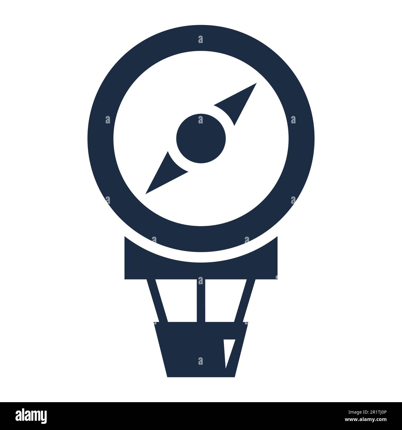 Business Strategy Direction, Air Balloon with Arrow Sign. Black Icon ...
