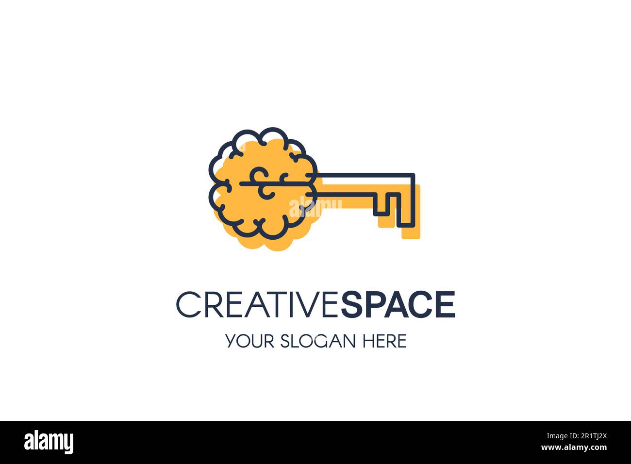 Creative Brain Sign With Key And Slogan Copy Space Over White