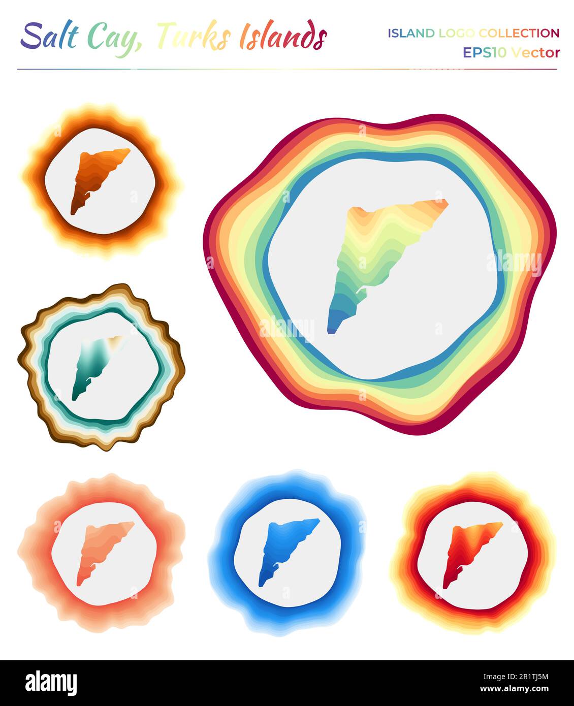 Salt Cay, Turks Islands logo collection. Colorful badge of the island ...