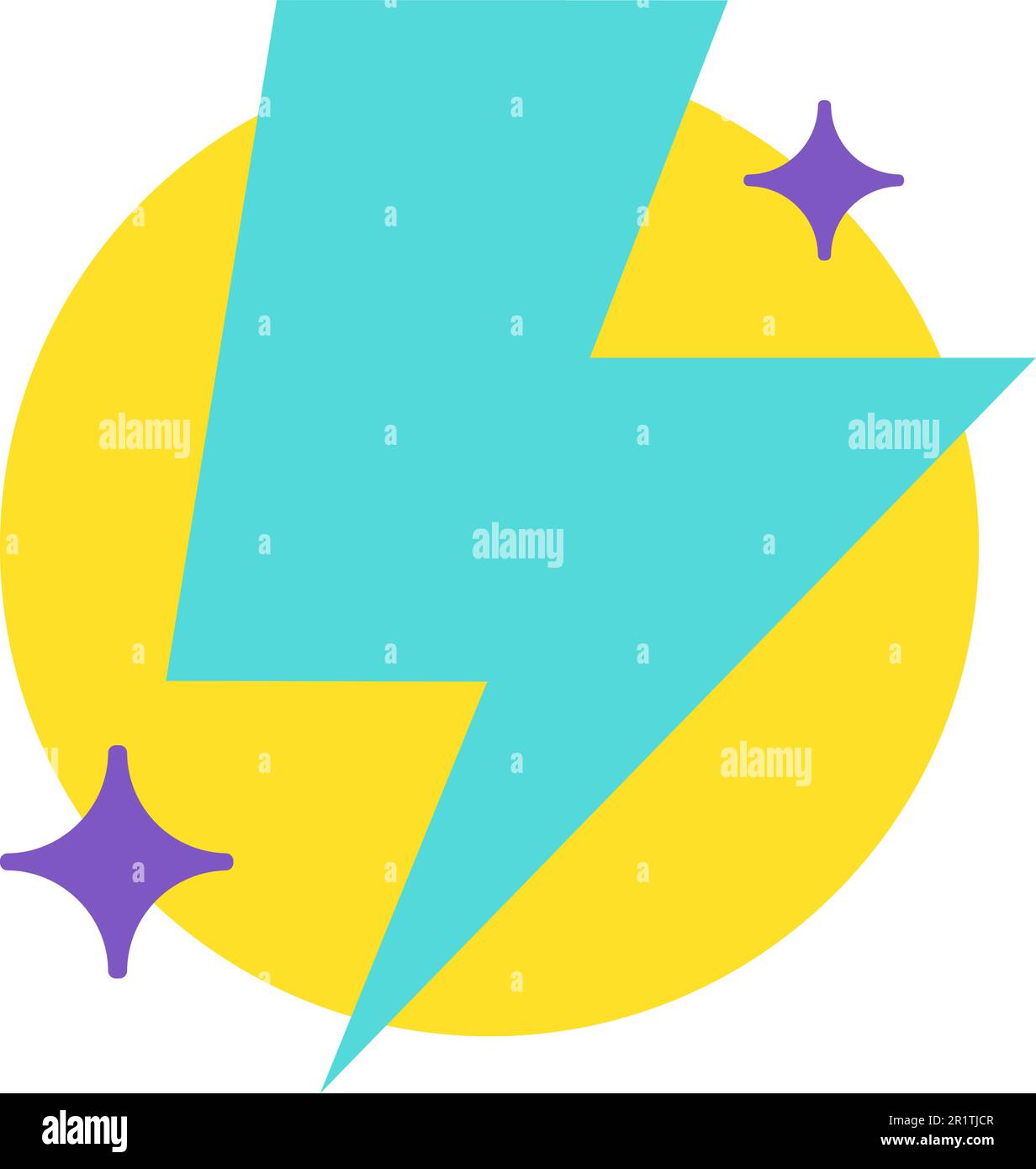 Lightning and Stars on Circle Background Icon. Bright Colorful Design ...