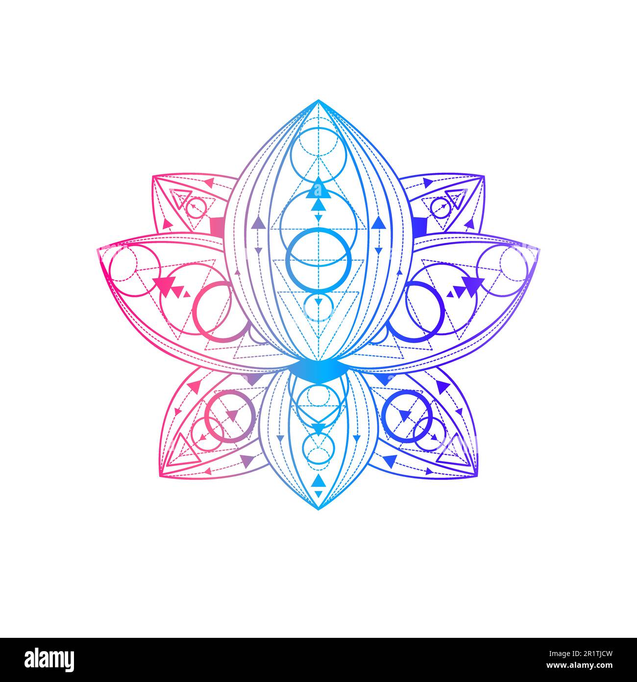 Lotus flower with geometric pattern vector linear illustration ...