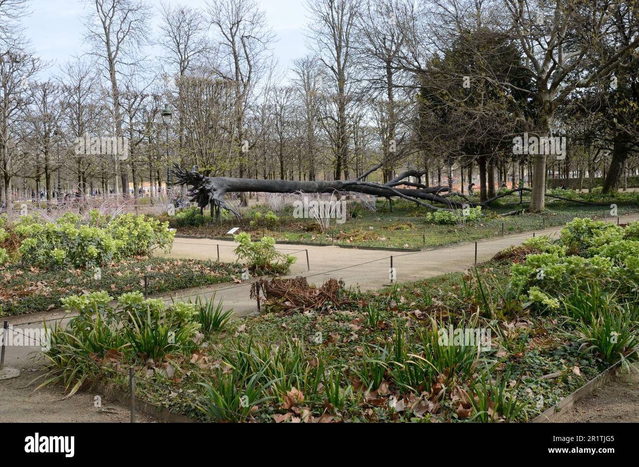 Paris, France - March 20, 2023: Modern bronze sculpture of a fallen ...
