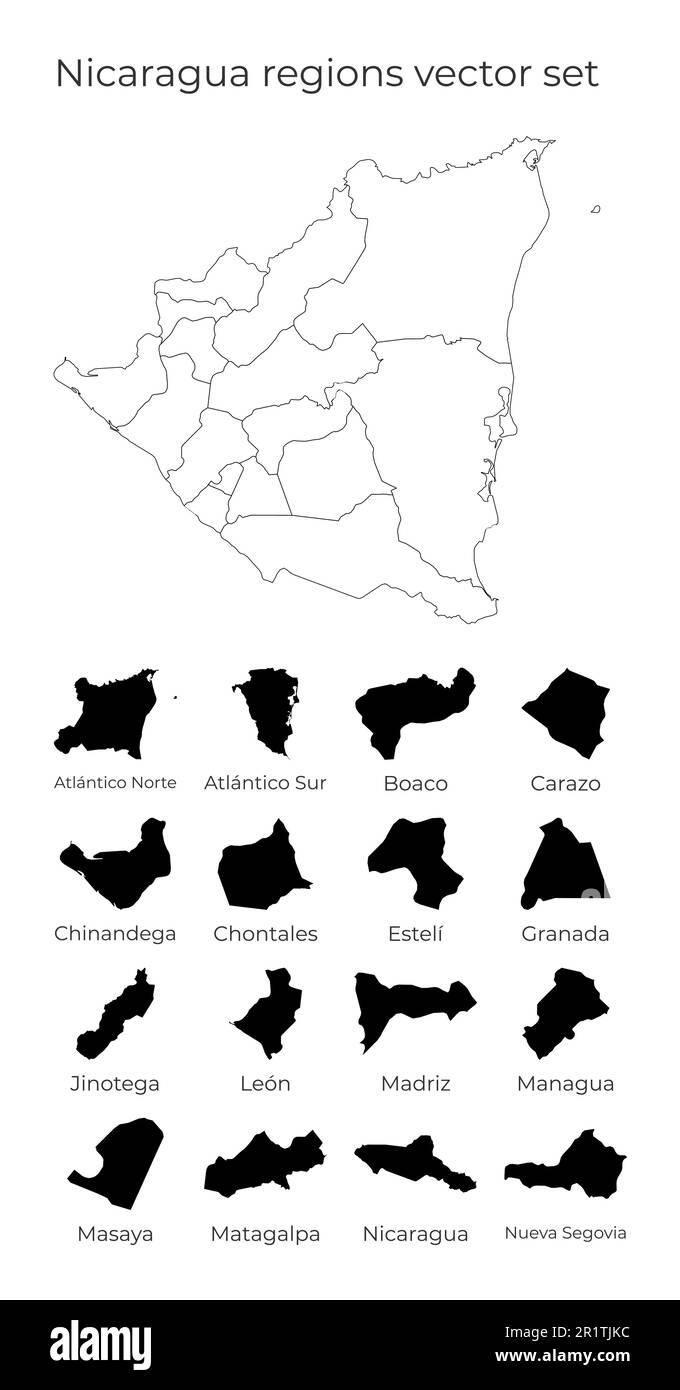 Nicaragua map with shapes of regions. Blank vector map of the country ...