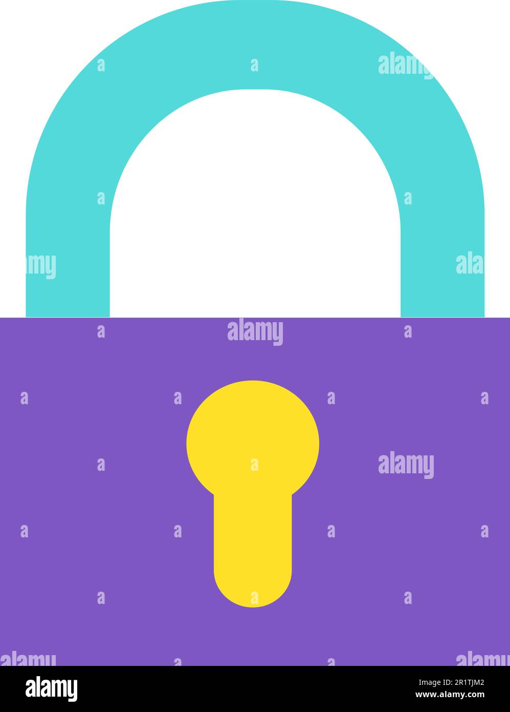 Design Colorful Vintage Locked Gate Padlock Icon. Security Key Lock ...