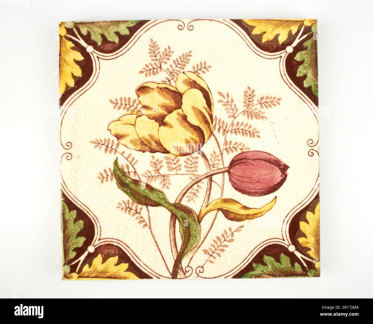 Antique 19th century Barratt tulip pottery tile Stock Photo - Alamy