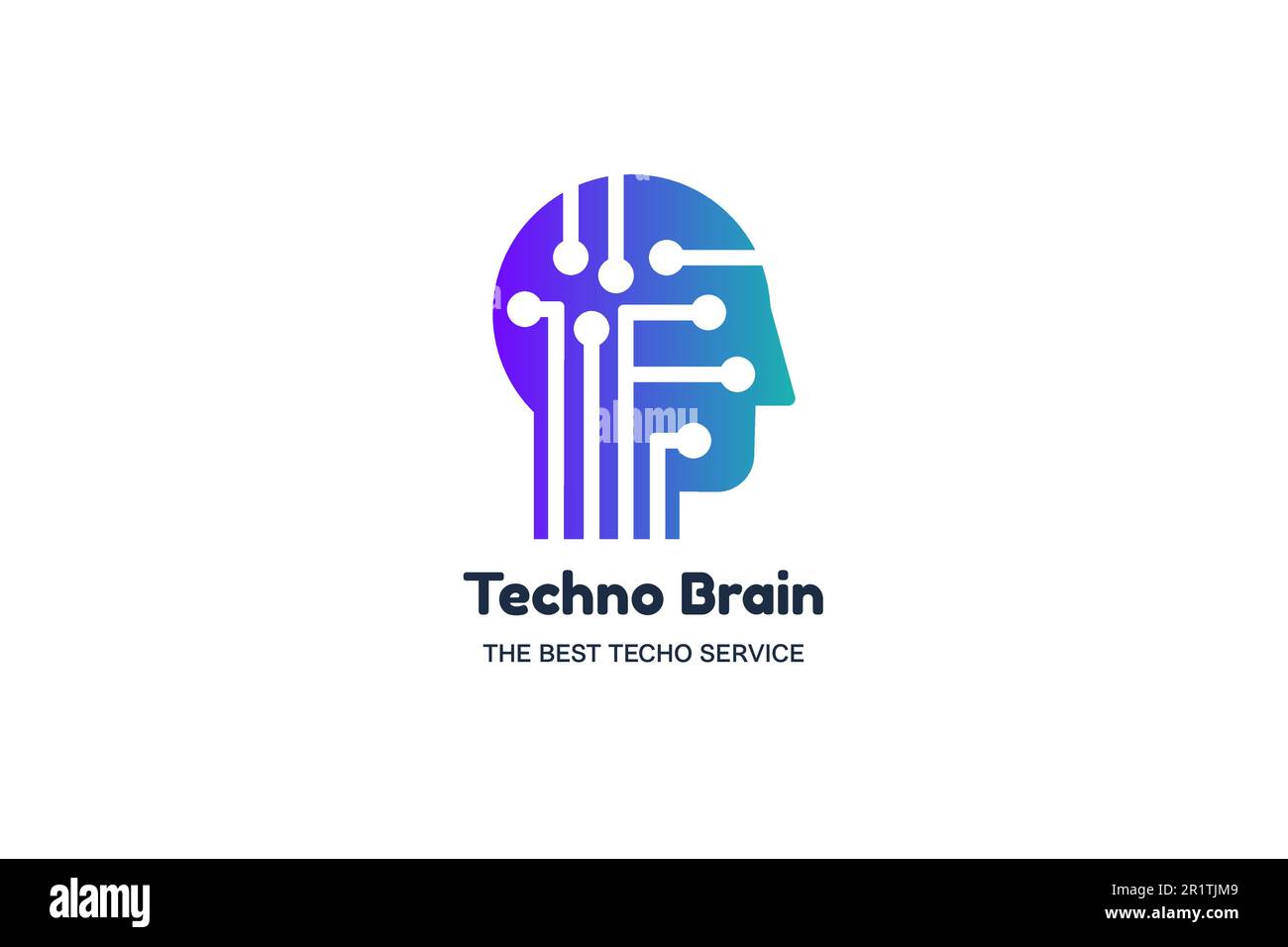 Man Head and Chip Techno Brain Multimedia Logo. Modern Creative Idea ...