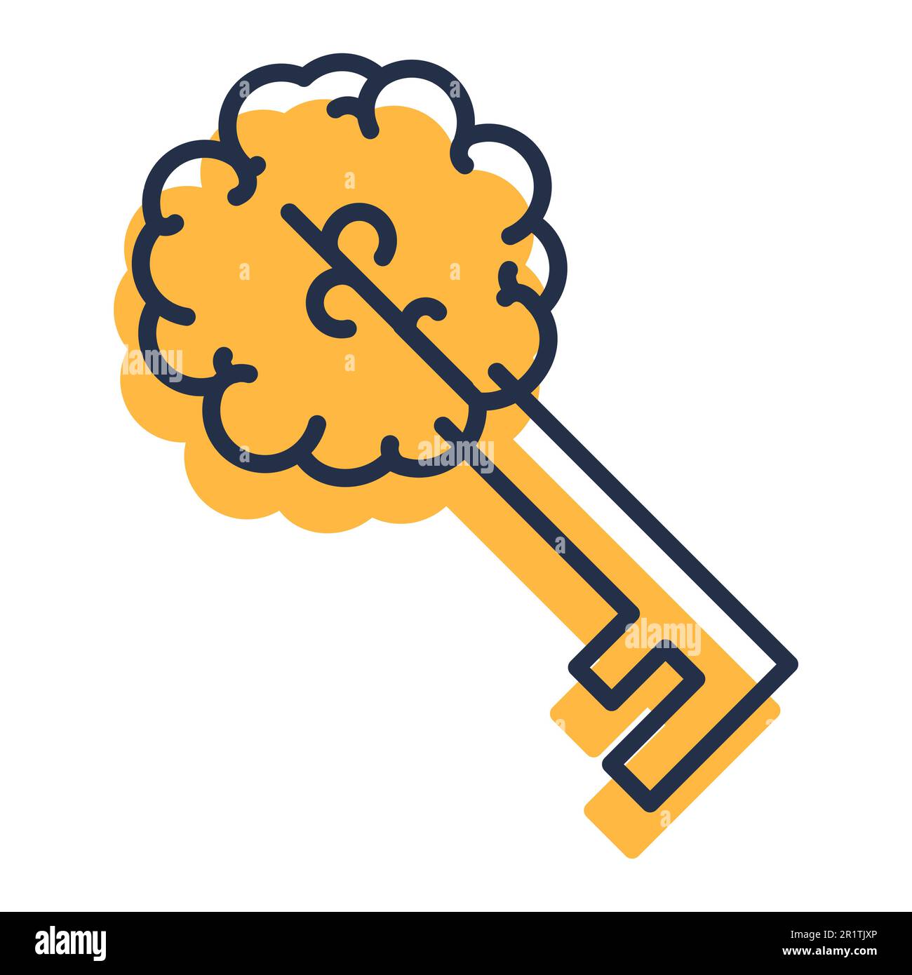 Creative Brain Sign With Key And Slogan Copy Space Over White